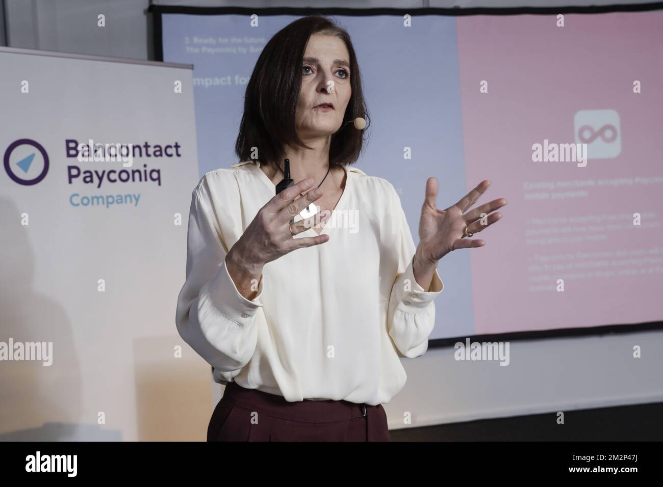 Bancontact Payconiq Company CEO Nathalie Vandepeute pictured during a ...