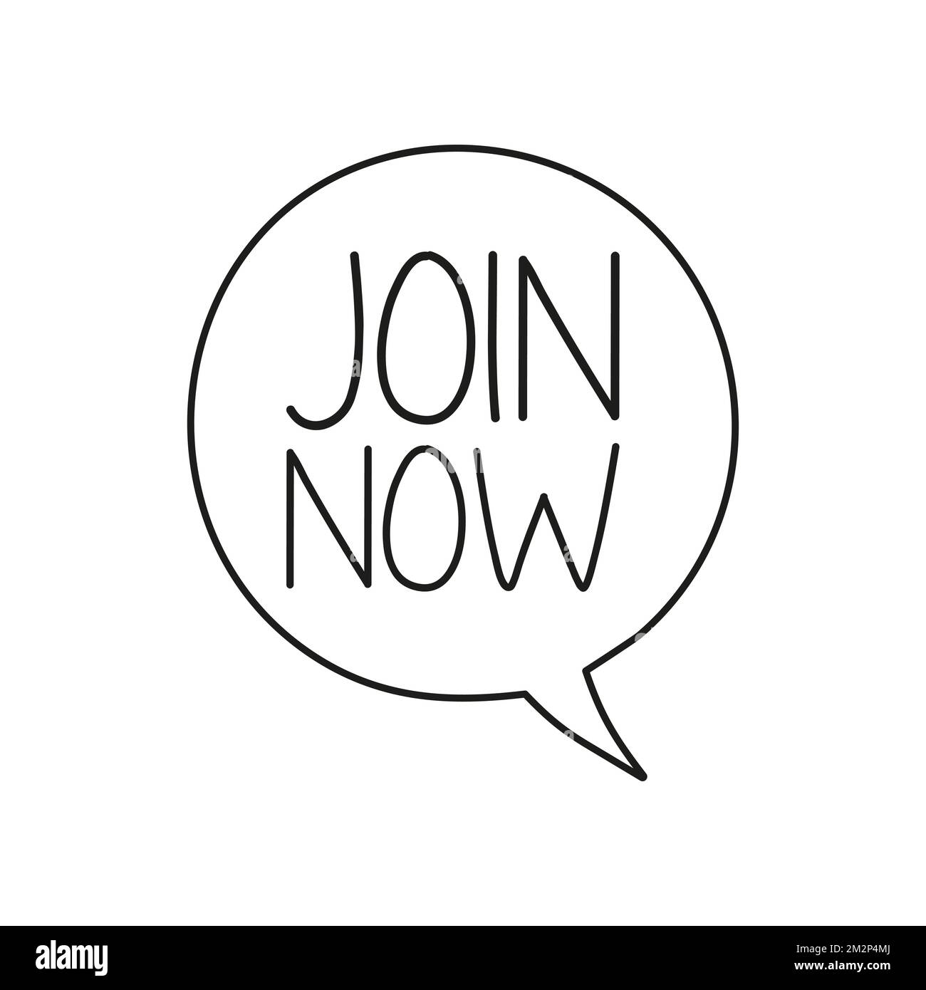 Join now yellow cartoon, hand draw speech bubble Stock Vector Image ...