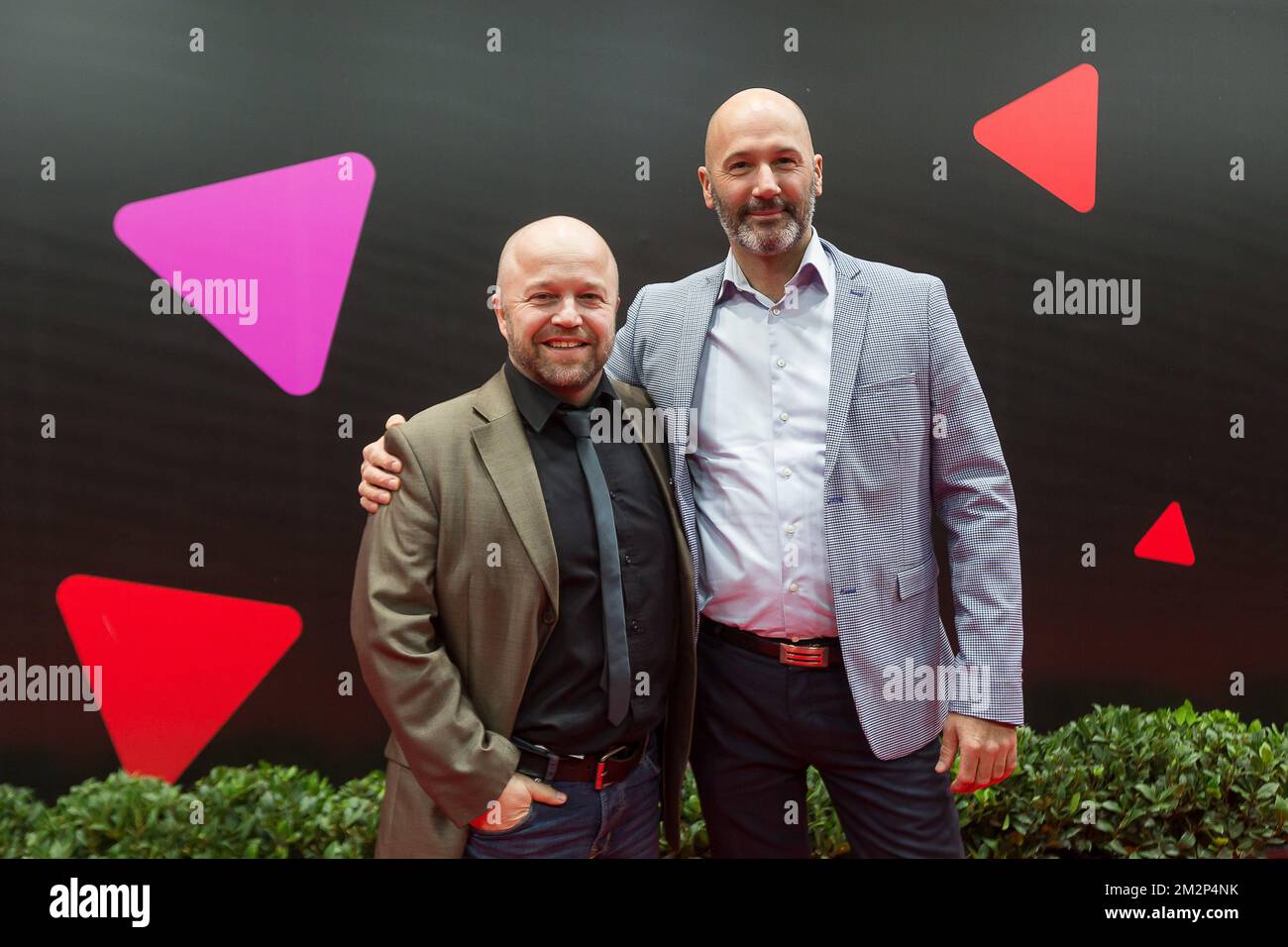 Sven De Ridder and an unidentified friend pictured on the red carpet ...