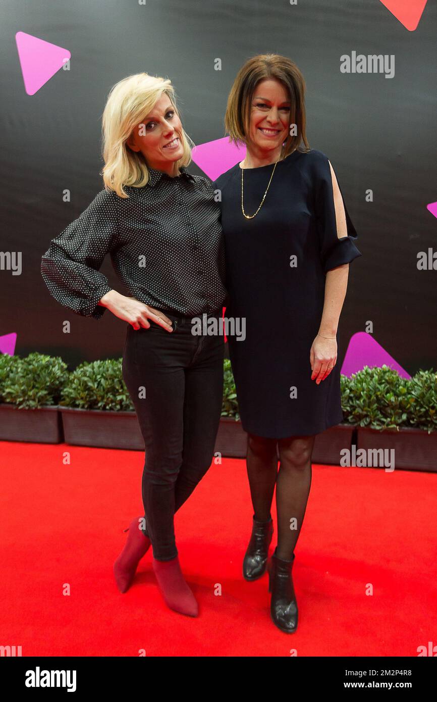 VTM Nieuws presenter Catherine Moerkerke and weather presenter Jill ...