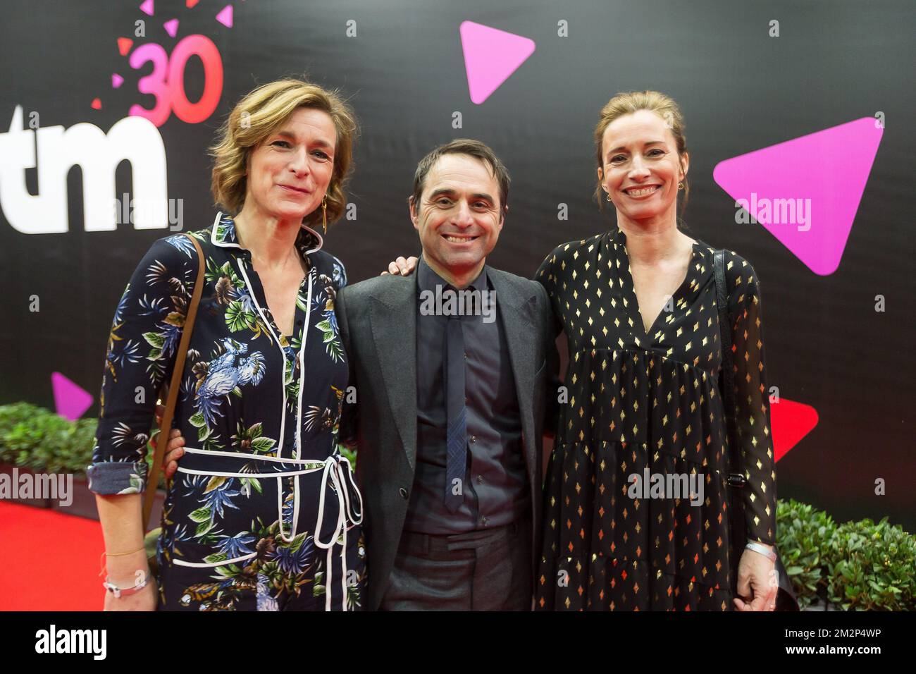 Actor Michael Pas (C) with his wife Saskia (L) and actress Tania Kloek ...