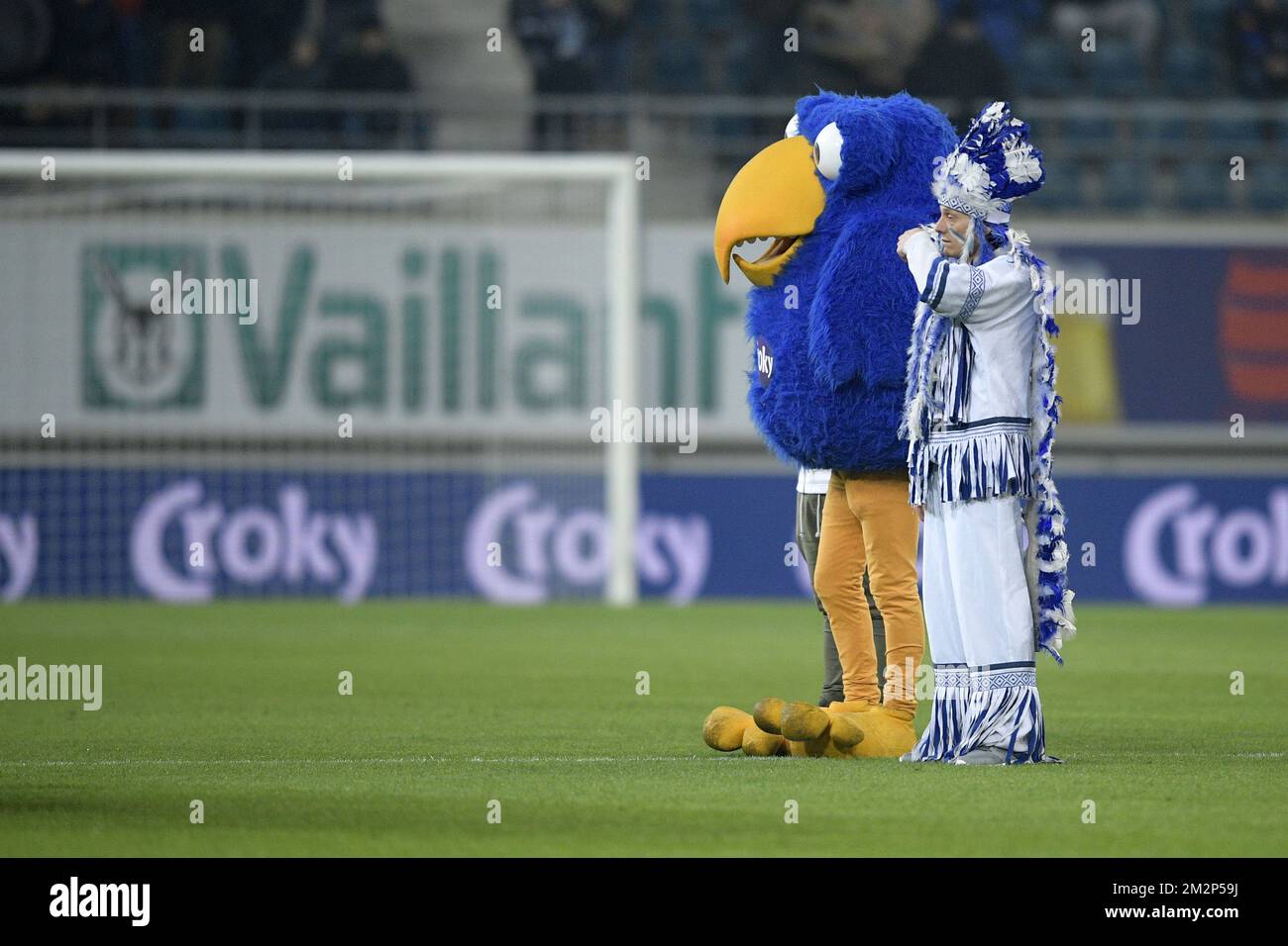 Gent's mascot Buffalo Ben pictured before the start of a soccer game ...
