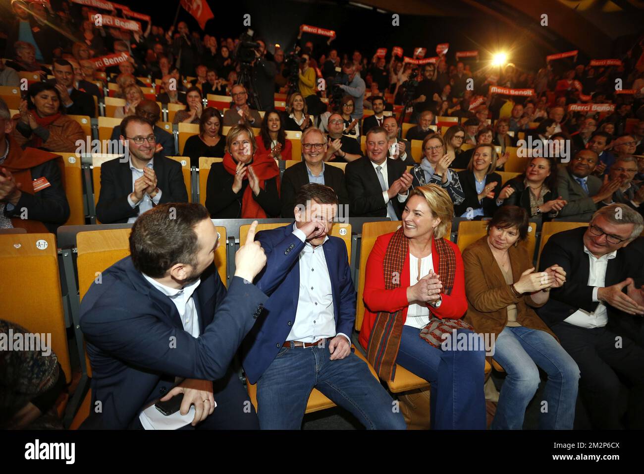 cDH's Maxime Prevot, cdH's Benoit Lutgen and Celine Fremault pictured ...