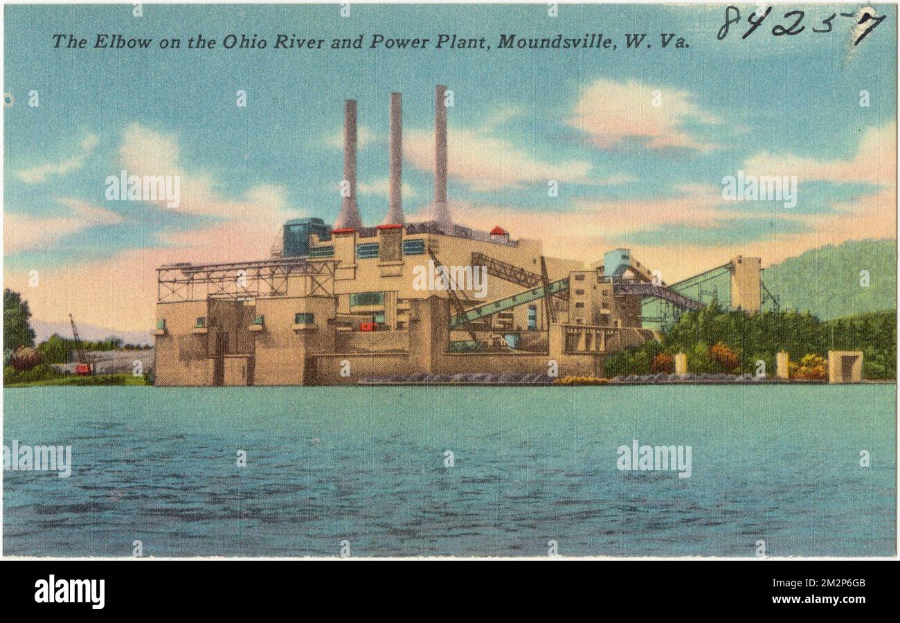 The Elbow on the Ohio River and power plant, Moundsville, W. Va ...