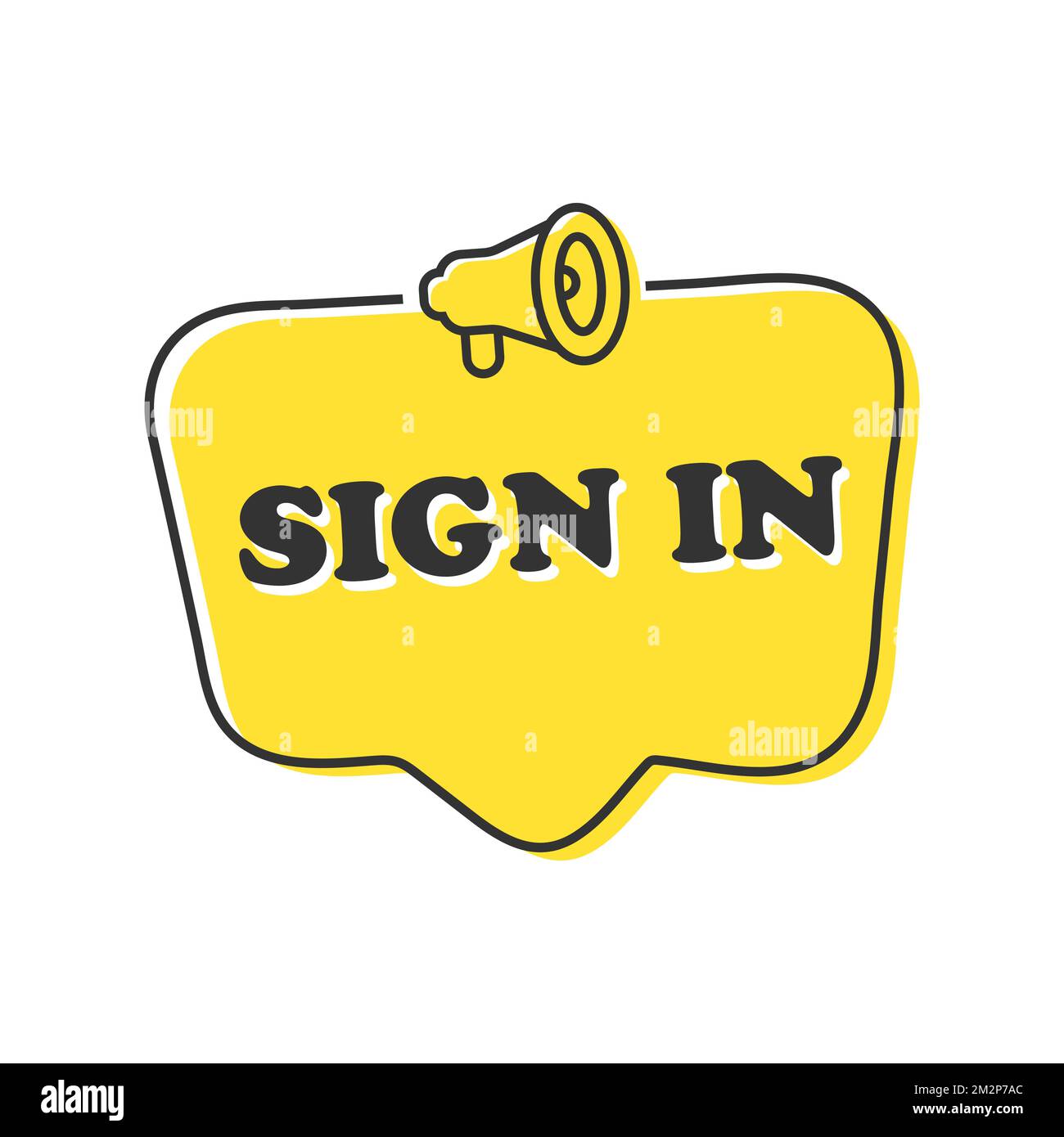 Sign in yellow cartoon, hand draw speech bubble Stock Vector Image ...