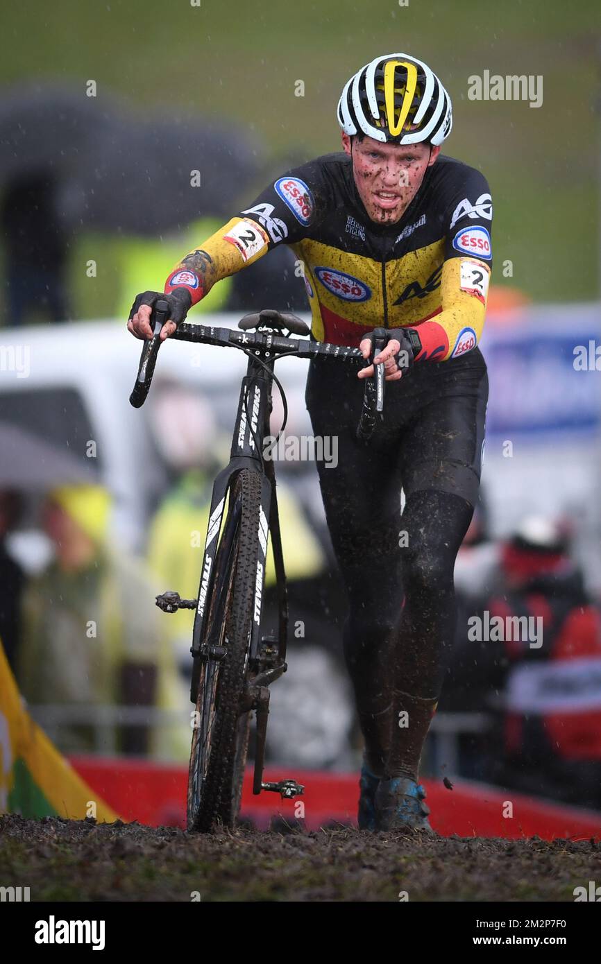 Belgian Timo Kielich pictured in action during the U23 race of the ...