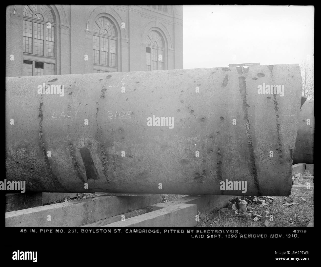 Electrolysis, 48-inch pipe No. 261 pitted by electrolysis, Boylston ...