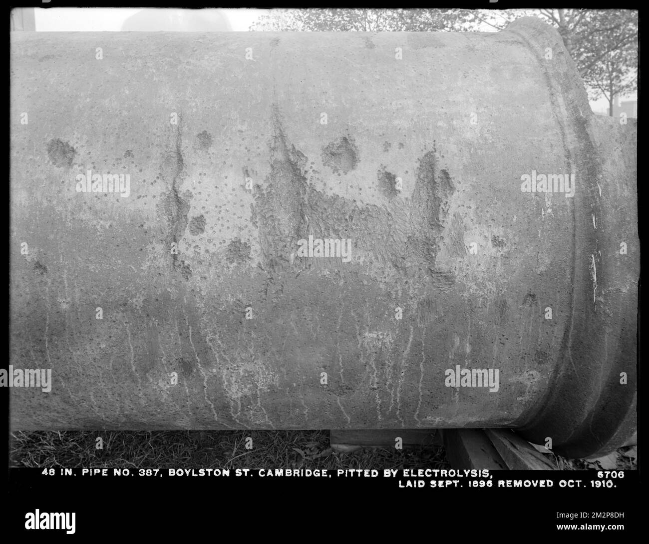 Electrolysis, 48-inch pipe No. 387 pitted by electrolysis, Boylston ...