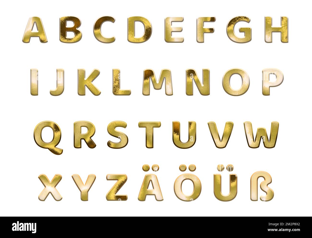 Golden German Alphabet, German orthography, uppercase letters Stock ...