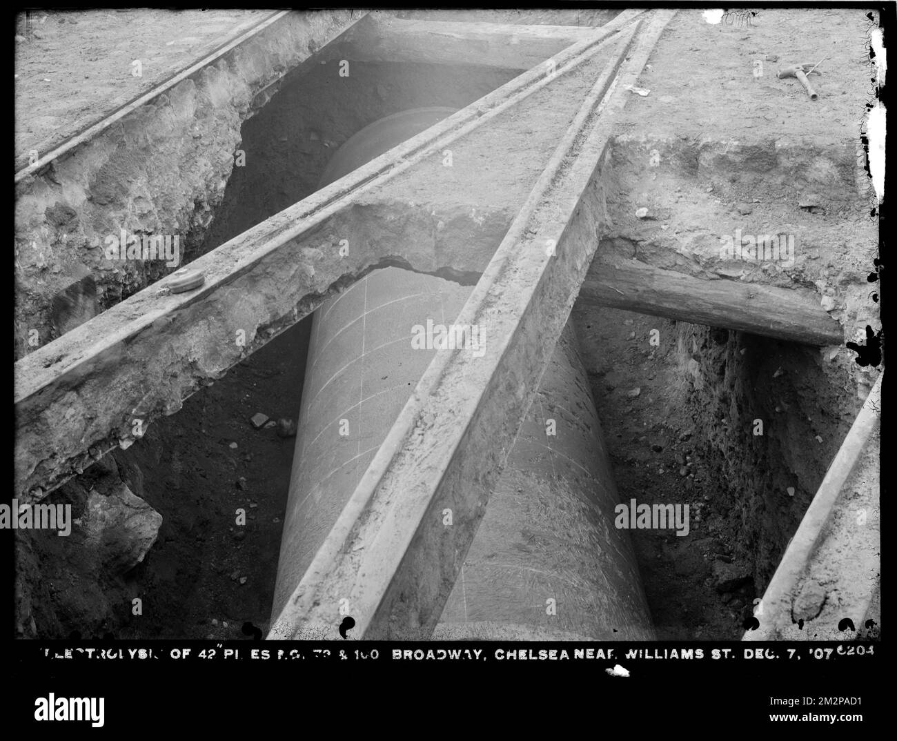 Electrolysis, electrolysis of 42-inch pipes Nos. 72 and 100, Broadway ...