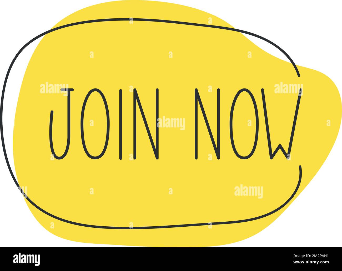 Join now yellow cartoon, hand draw speech bubble Stock Vector Image ...