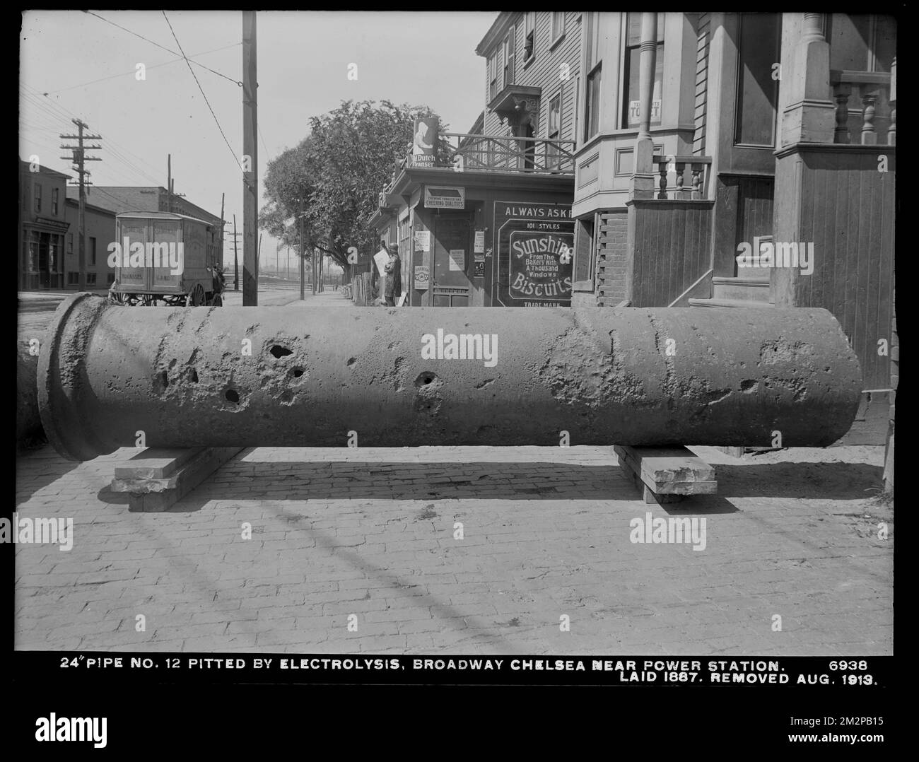 Electrolysis, Low Service Pipe Lines, 24-inch pipe No. 12, pitted by ...