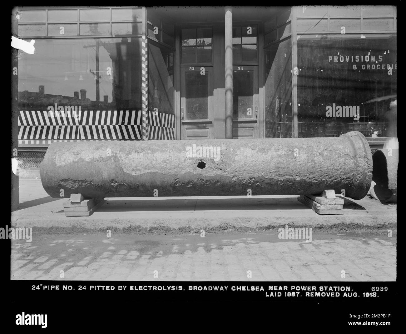 Electrolysis, Low Service Pipe Lines, 24-inch pipe No. 24, pitted by ...