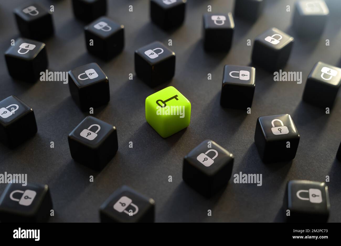 Key and many padlocks. Find the right lock of a key. Make an approach ...