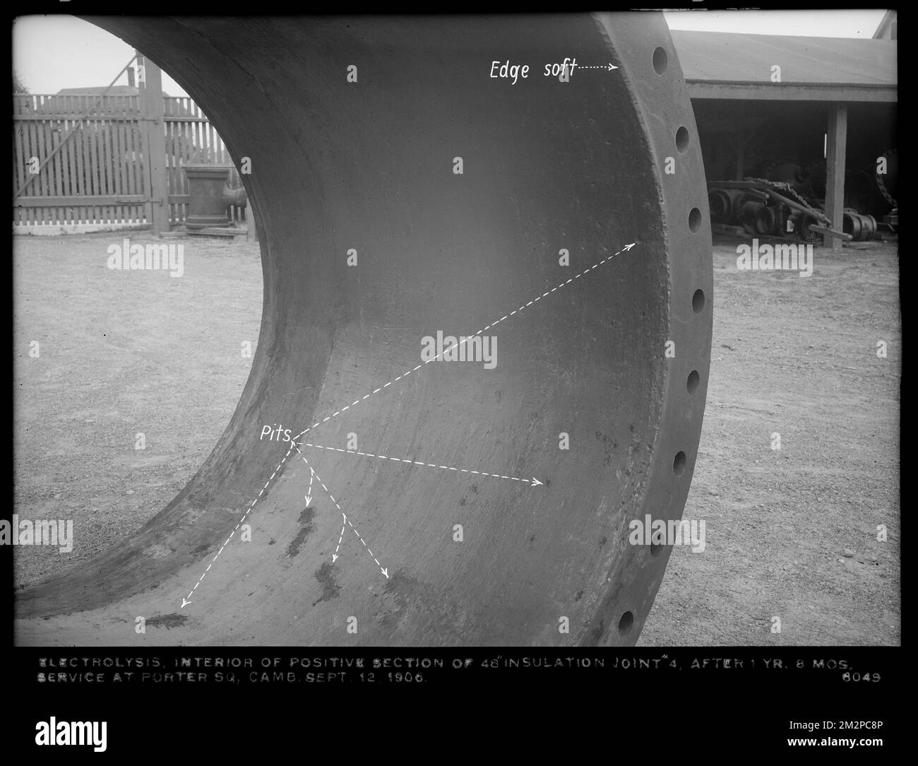 Electrolysis, Porter Square, interior of positive section of 48-inch insulation joint No. 4 ...