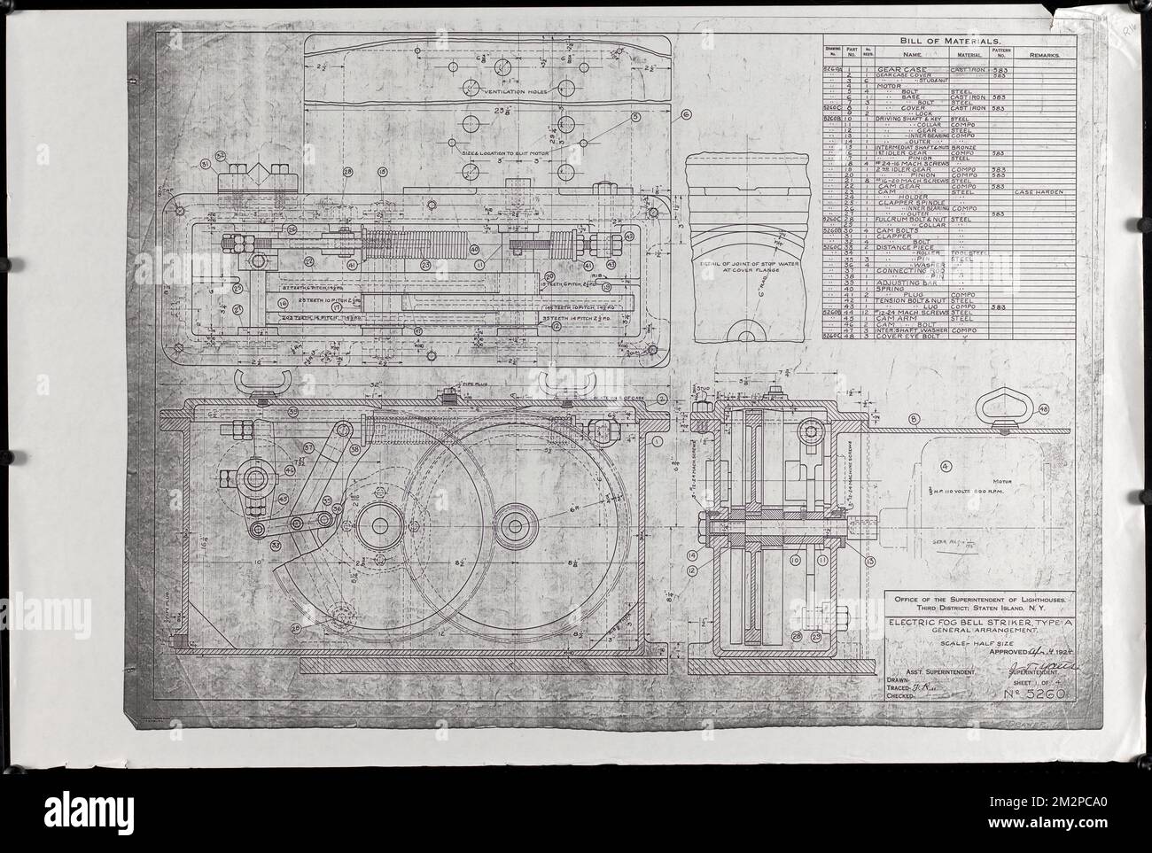 Electronic fog bell striker, type A, general arrangement , Machinery ...