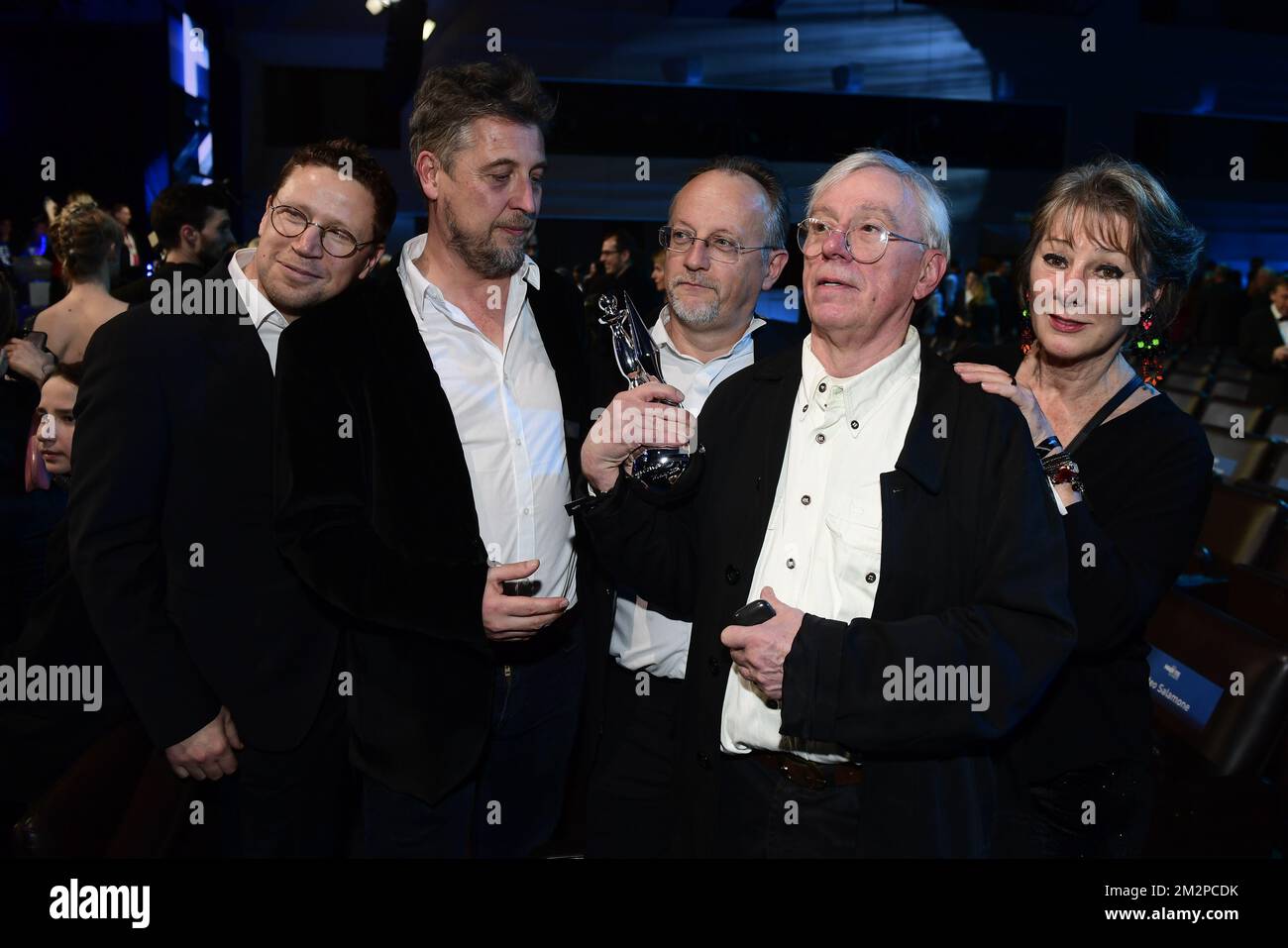 directors Jean Libon and Yves Hinant celebrate their award during the ...