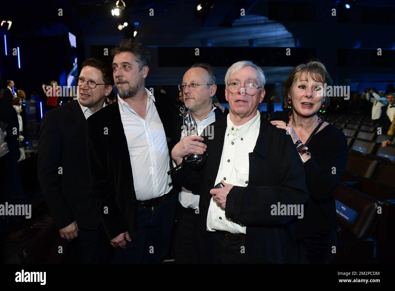 directors Jean Libon and Yves Hinant celebrate their award during the ...