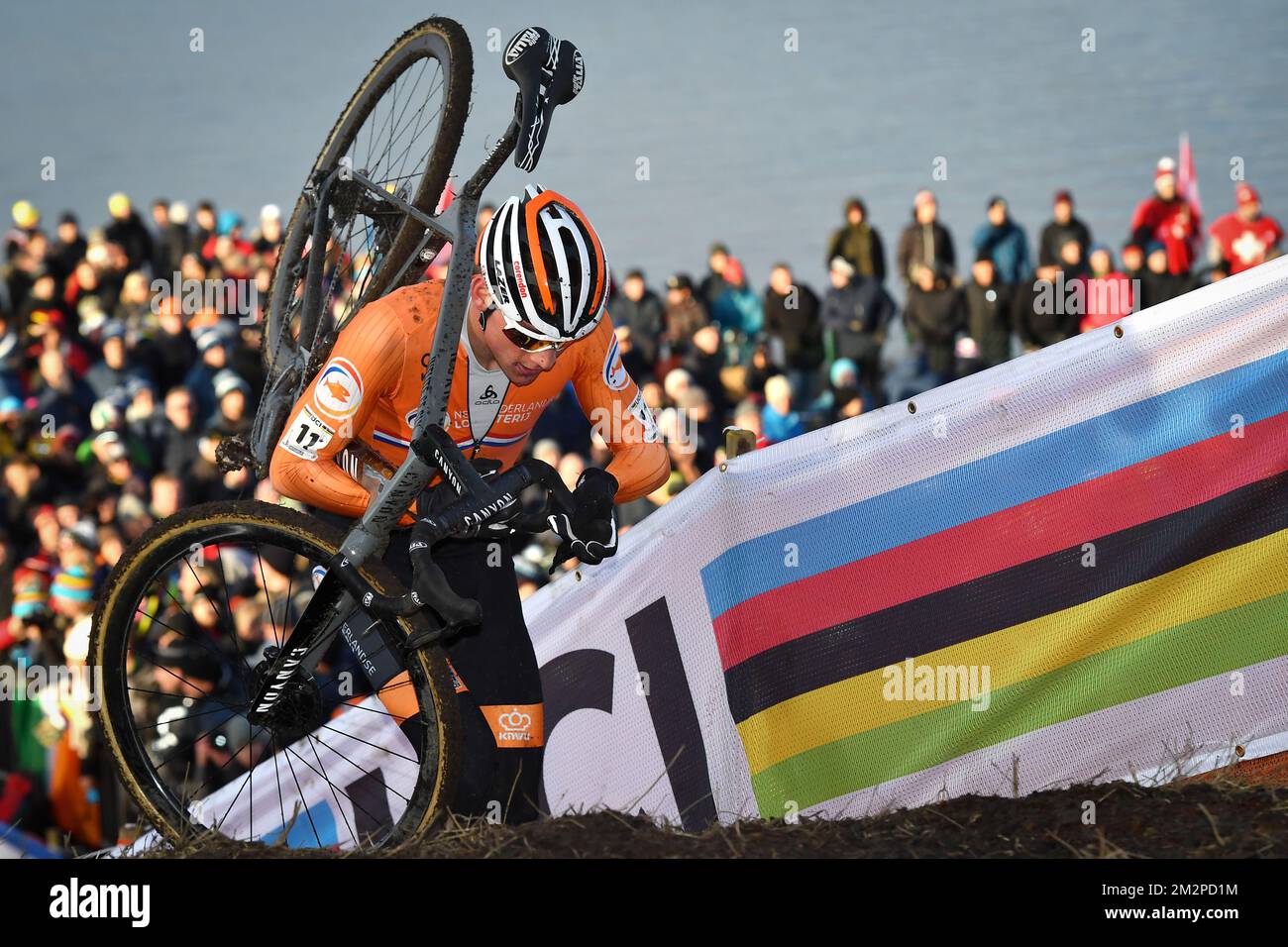 Dutch Mathieu Van Der Poel pictured in action during the men's elite ...