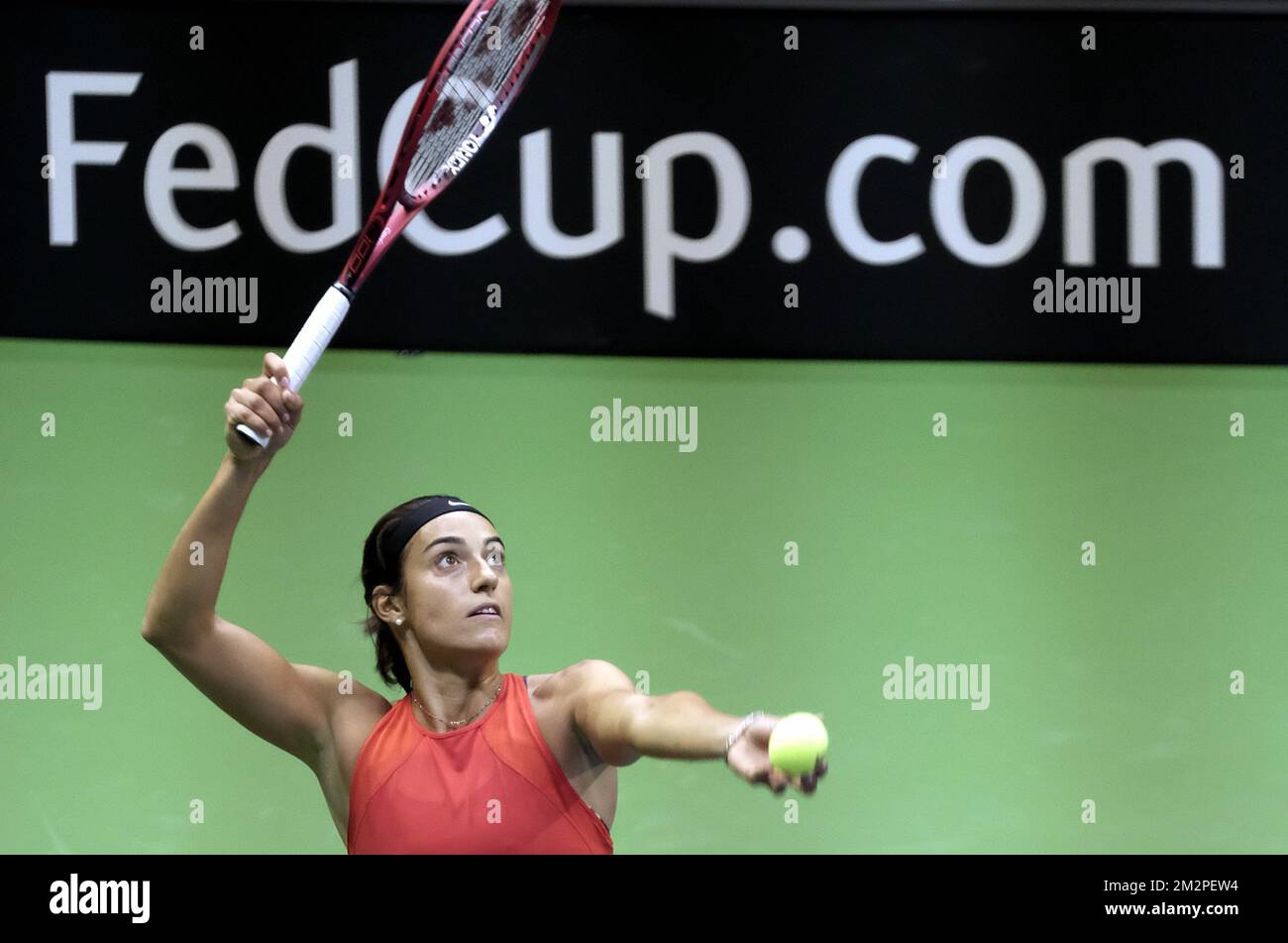 French Caroline Garcia pictured in action during a training session ...