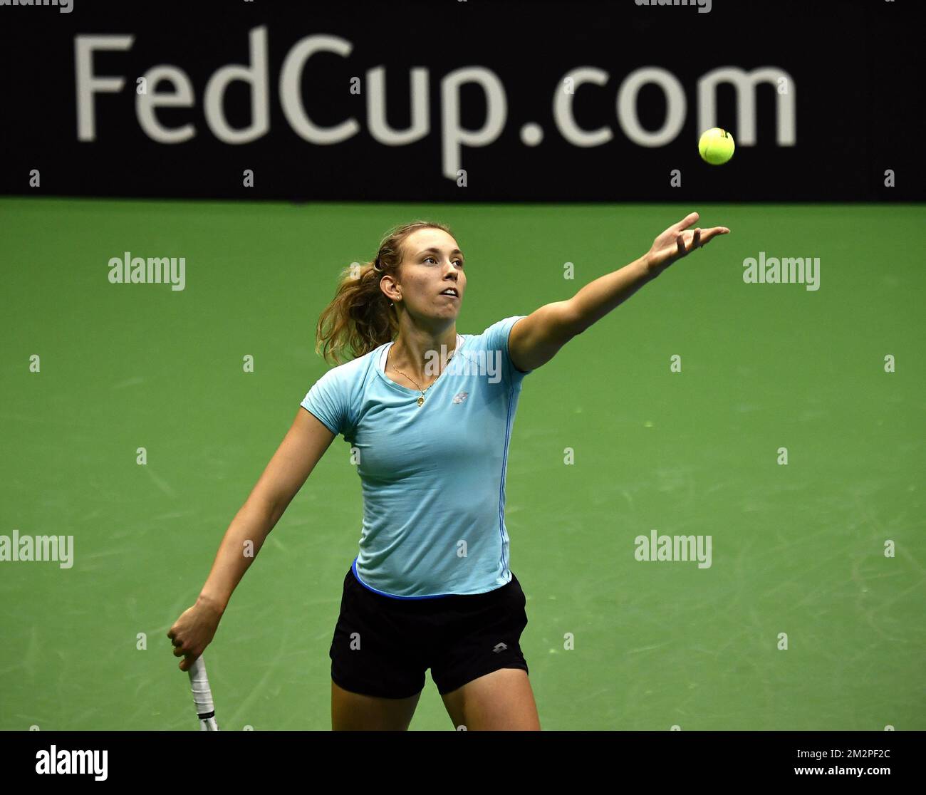 Belgian Elise Mertens pictured in action during a training session ...