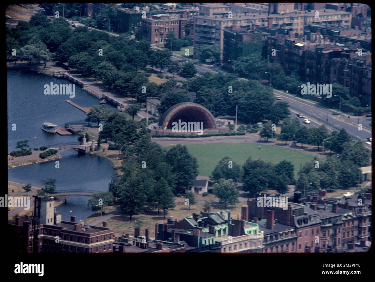 Elevated view of Hatch Shell, Boston , Cities & towns, Open-air ...