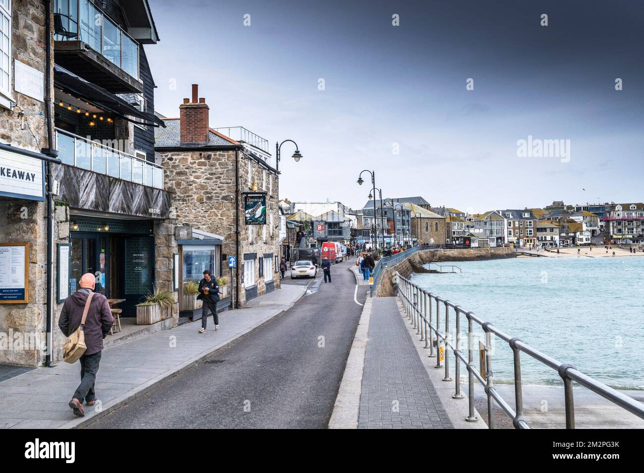 Wharf Road on a rainy chilly miserable day in the historic seaside town ...
