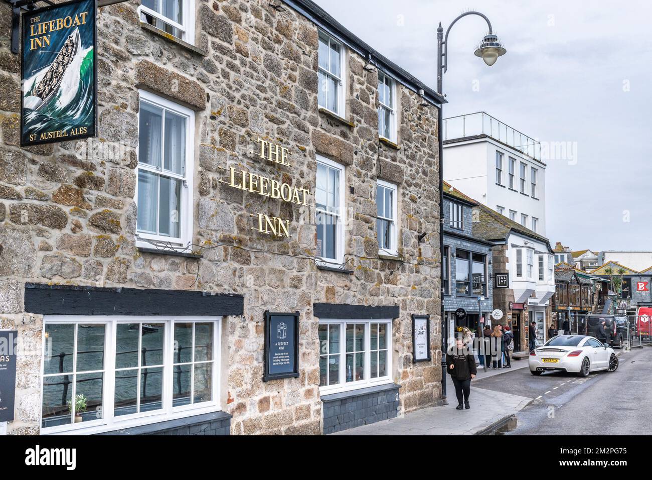 The Lifeboat Inn on Wharf Road in St Ives in Cornwall in England in the ...