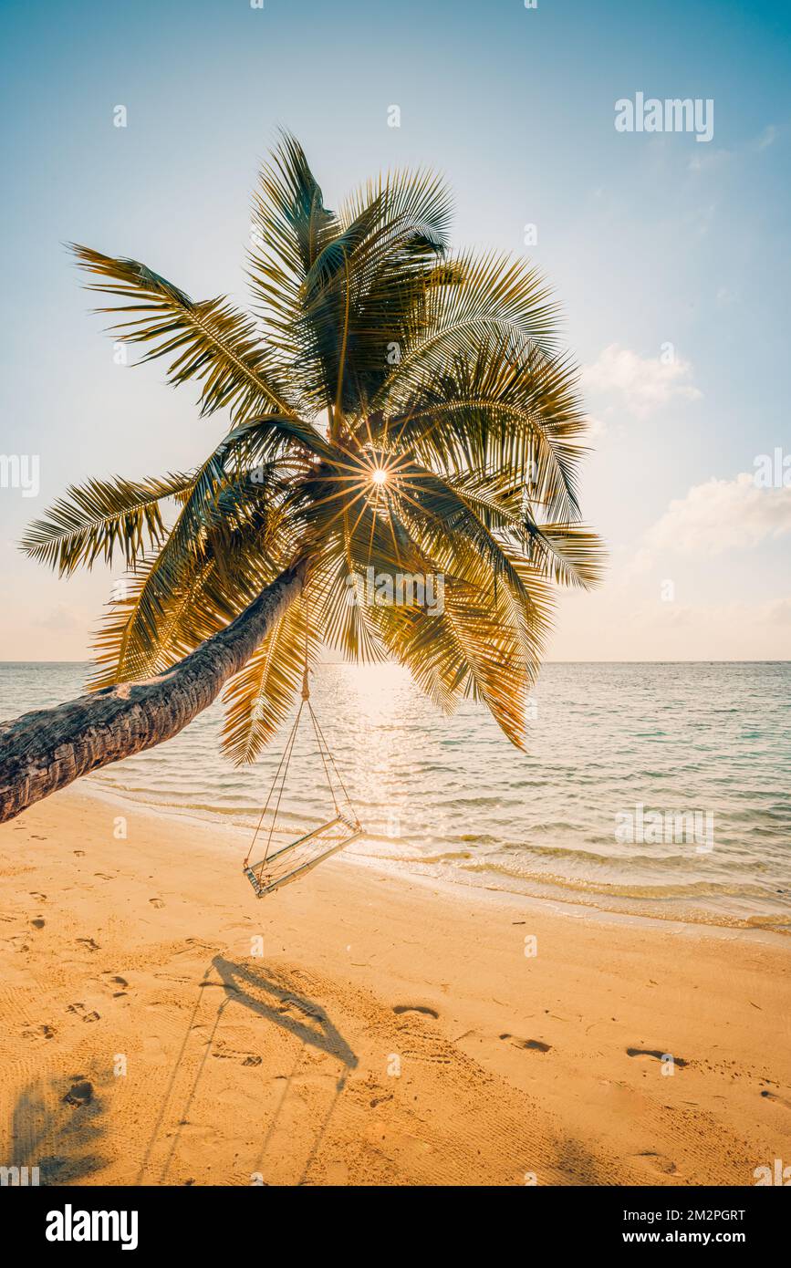 Tropical beach sunset as summer landscape with luxury resort beach ...
