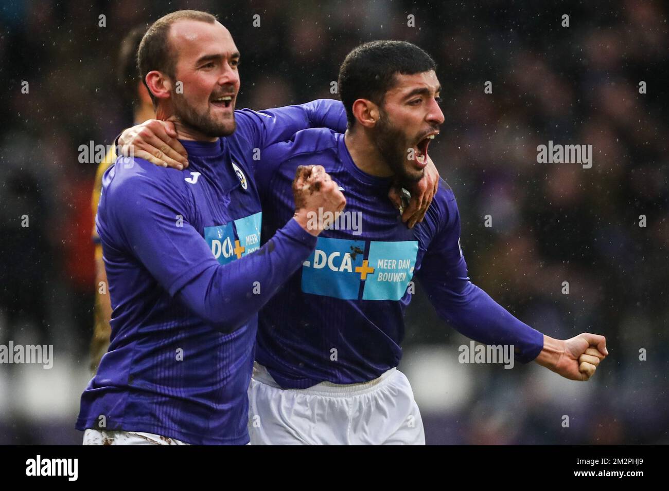 Beerschot's Erwin Hoffer celebrates after scoring the 1-1 goals during ...