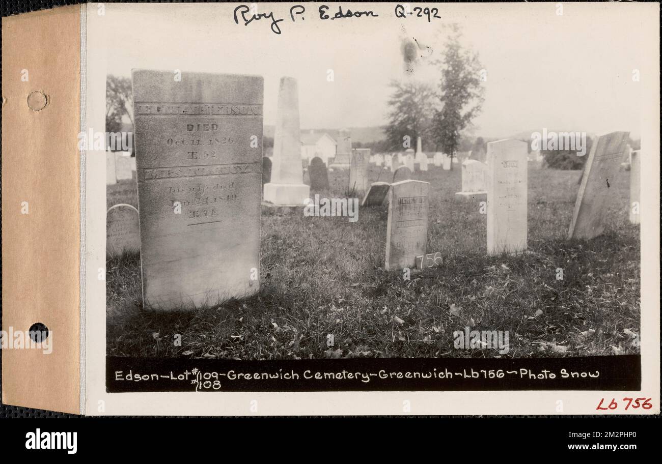 Elijah Edson, Greenwich Cemetery, Old section, lots 108, 109, Greenwich ...