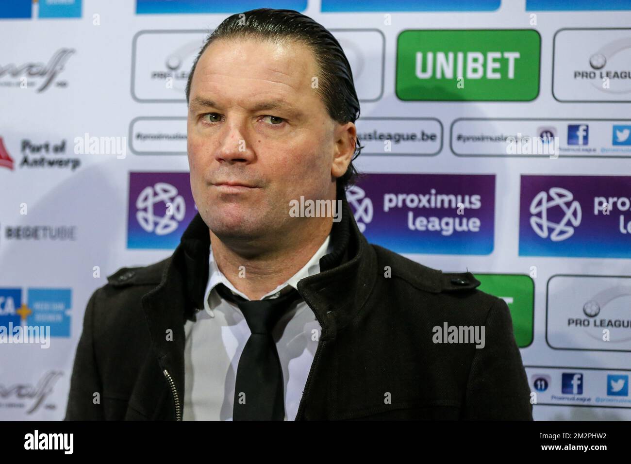 Beerschot's head coach Stijn Vreven pictured during an interview after ...
