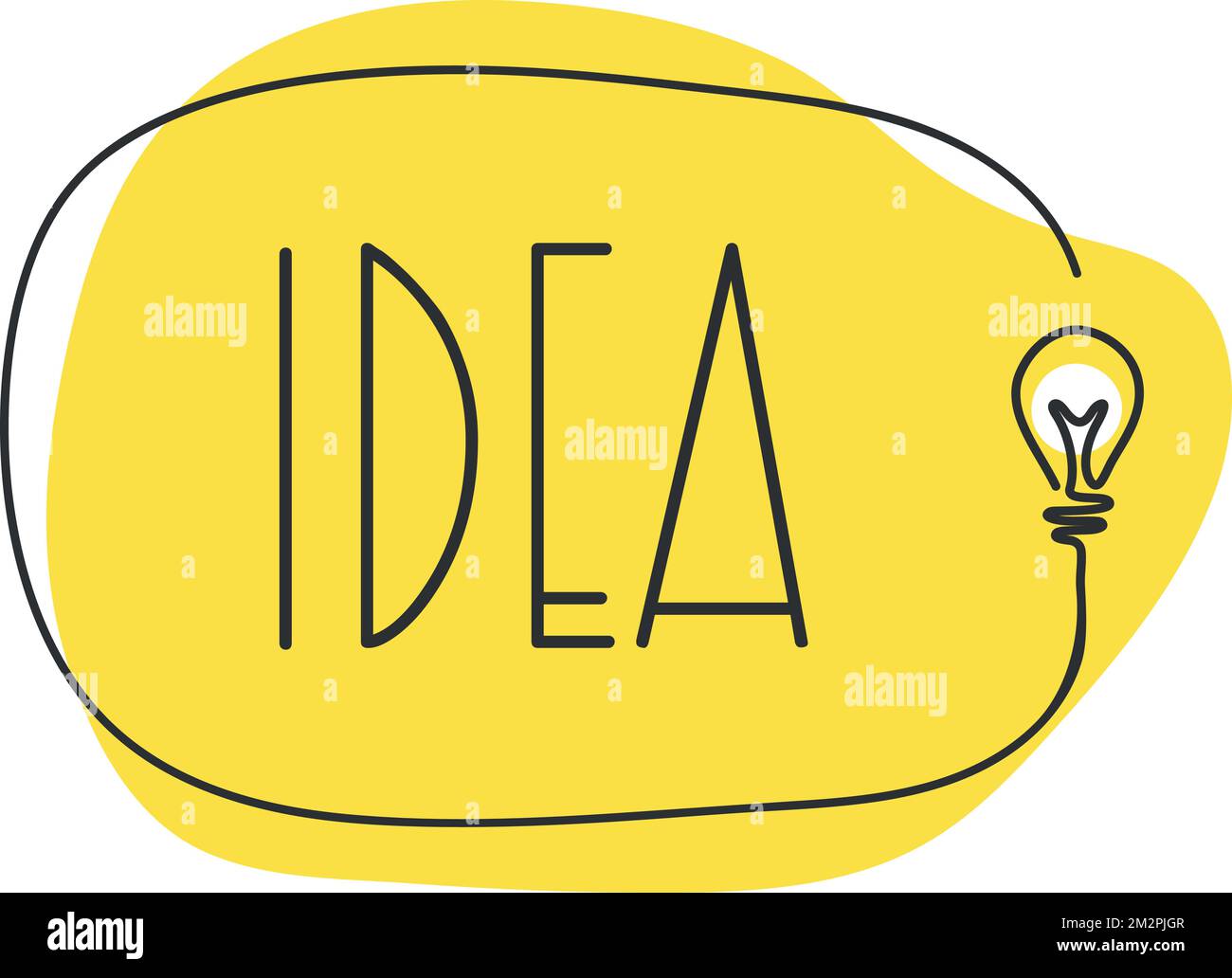 Idea yellow cartoon, hand draw speech bubble with bulb lamp Stock ...