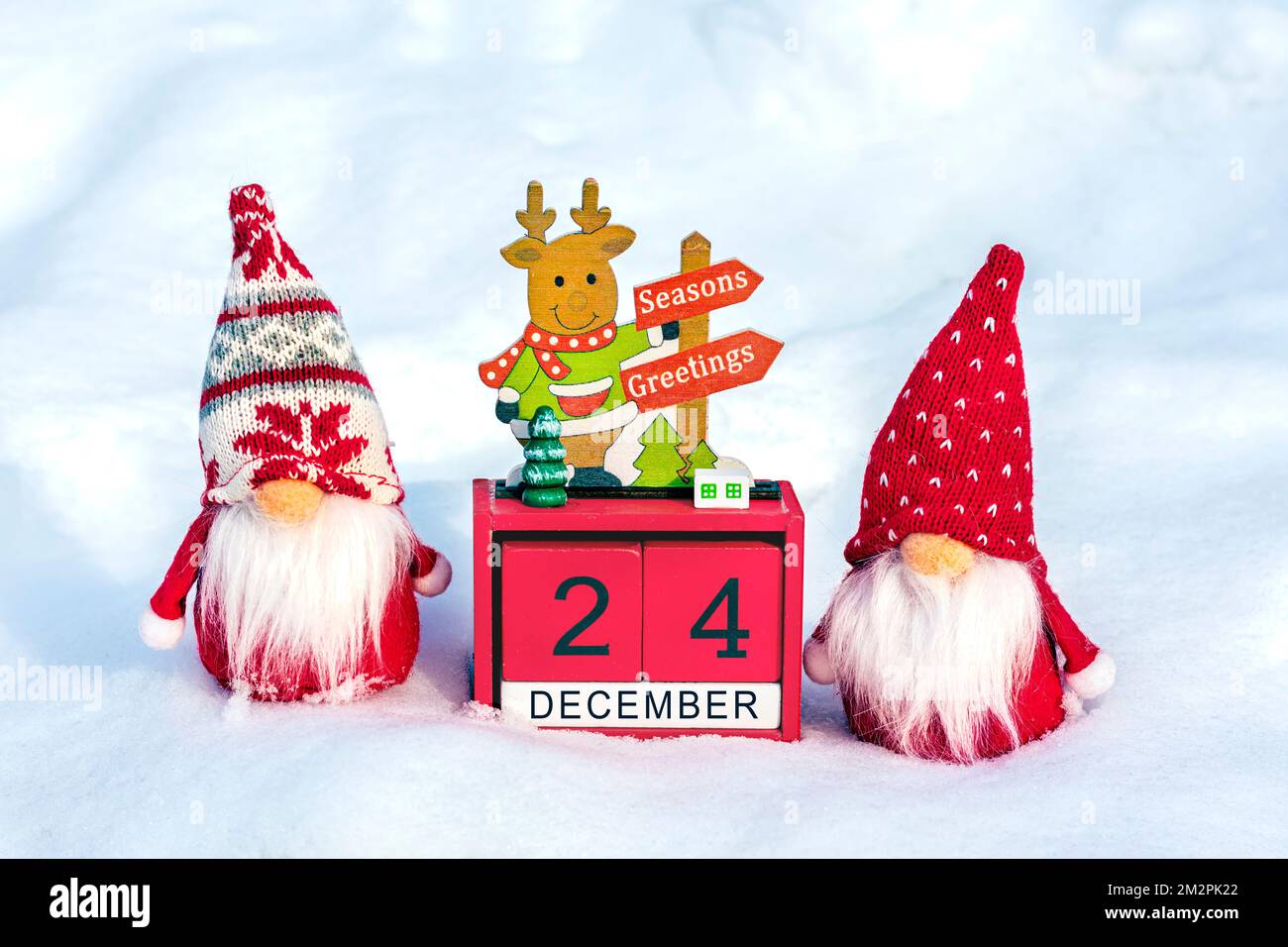 Cube calendar with date 24 December, Scandinavian gnomes and Christmas ...