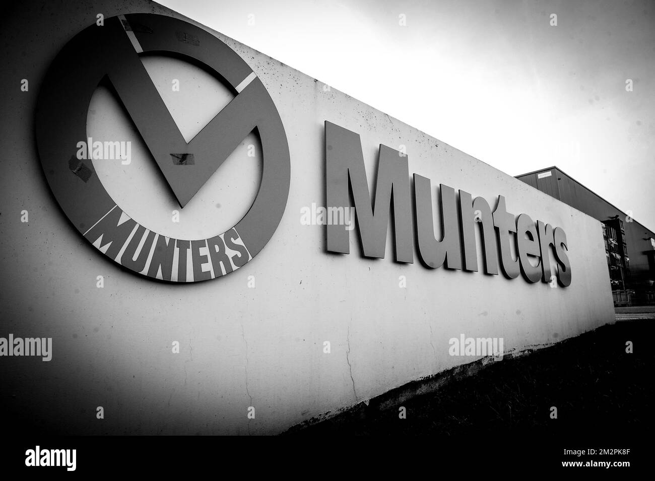 Illustration picture shows the logo of Munters plant in Dison, the ...
