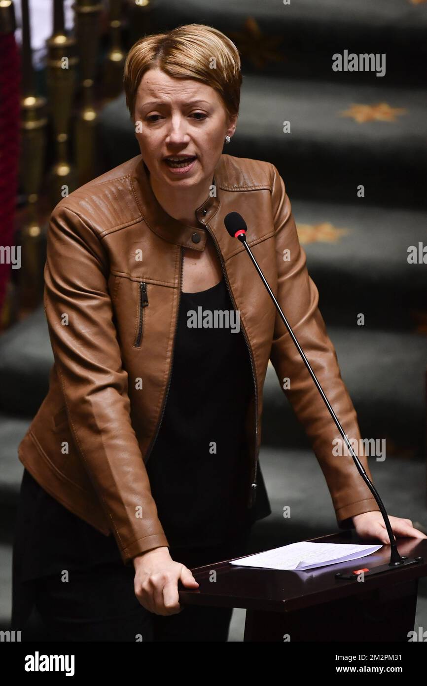 cdH's head of group Catherine Fonck pictured during a plenary session ...