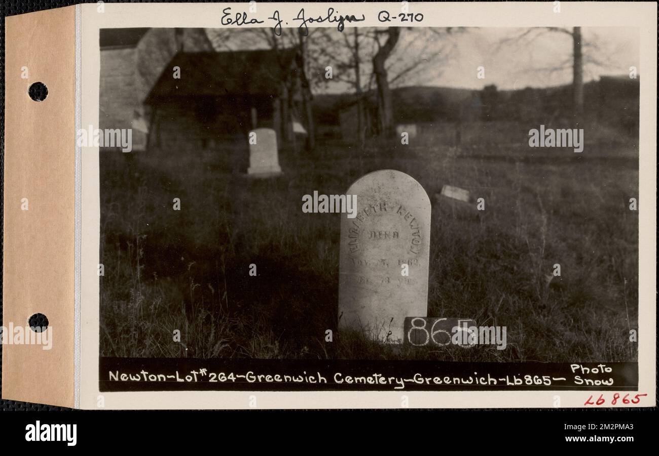 Elizabeth Newton, Greenwich Cemetery, Old section, lot 264, Greenwich ...