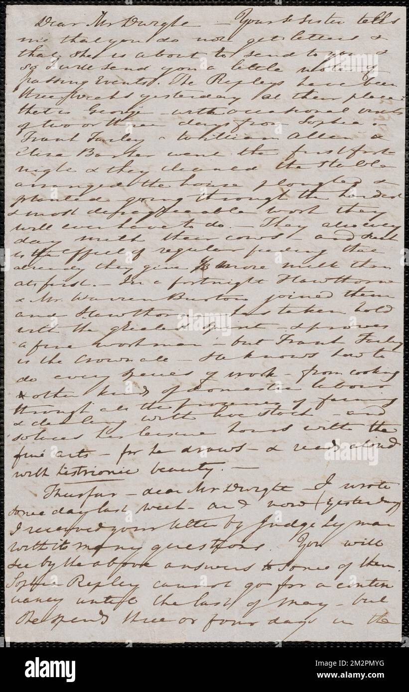 Elizabeth Palmer Peabody autograph letter signed to John Sullivan ...