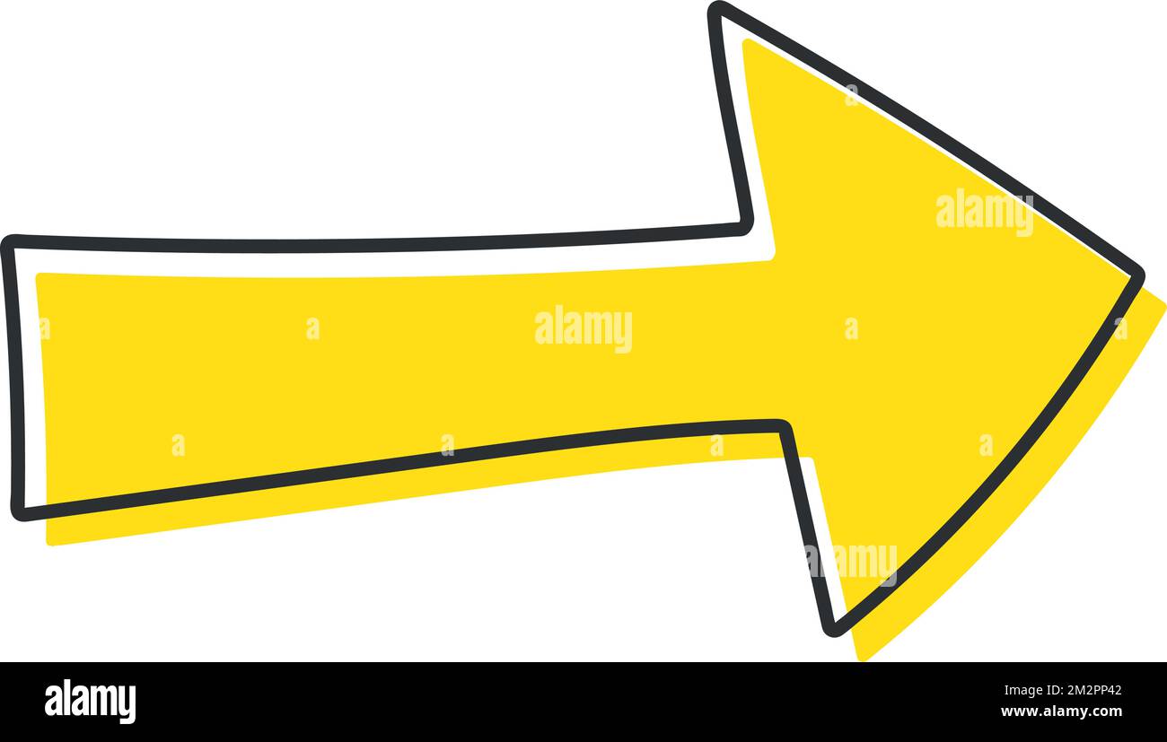 hand drawn arrow icon with yellow element Stock Vector Image & Art - Alamy