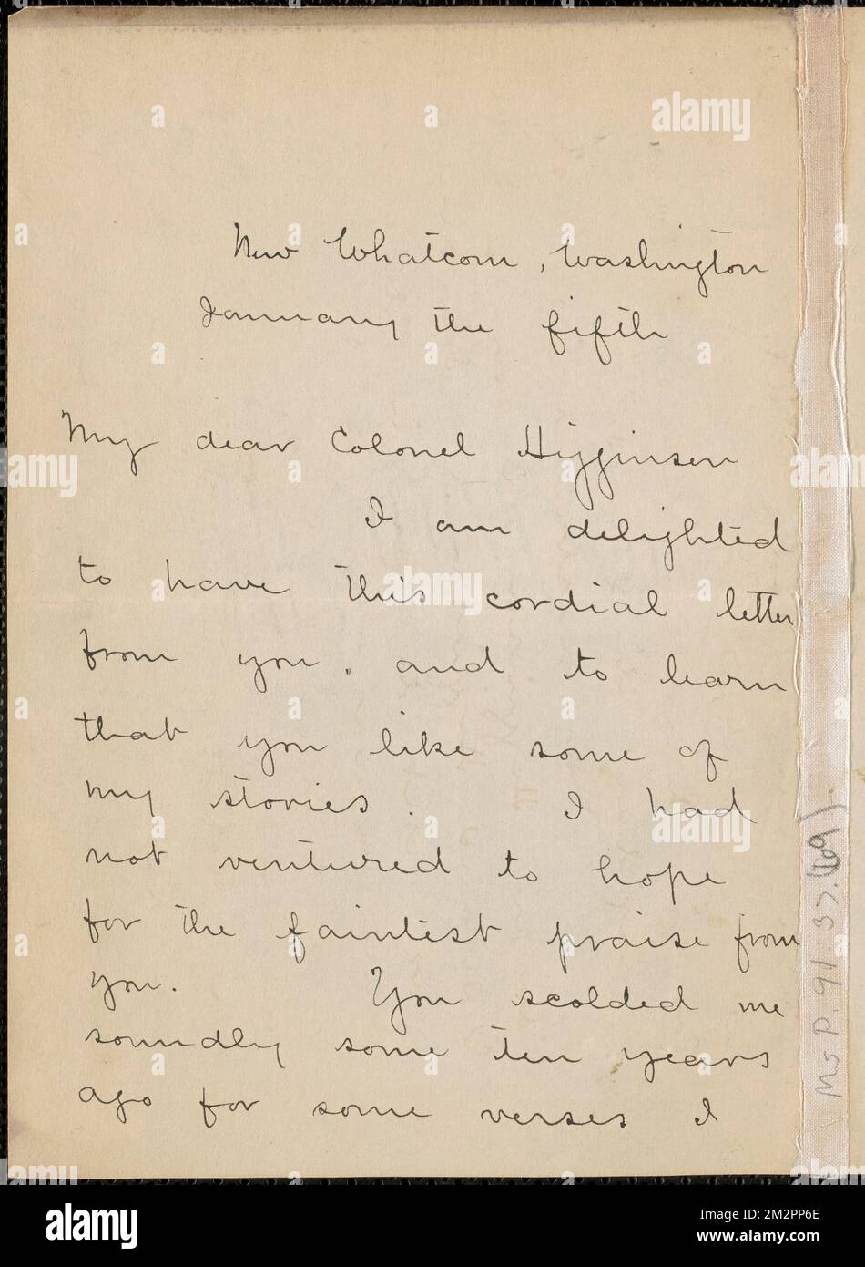 Ella Higginson autograph letter signed to Thomas Wentworth Higginson ...