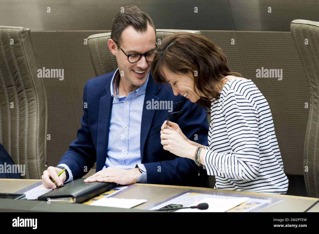 sp.a's Rob Beenders and sp.a's Freya Van den Bossche pictured during a ...