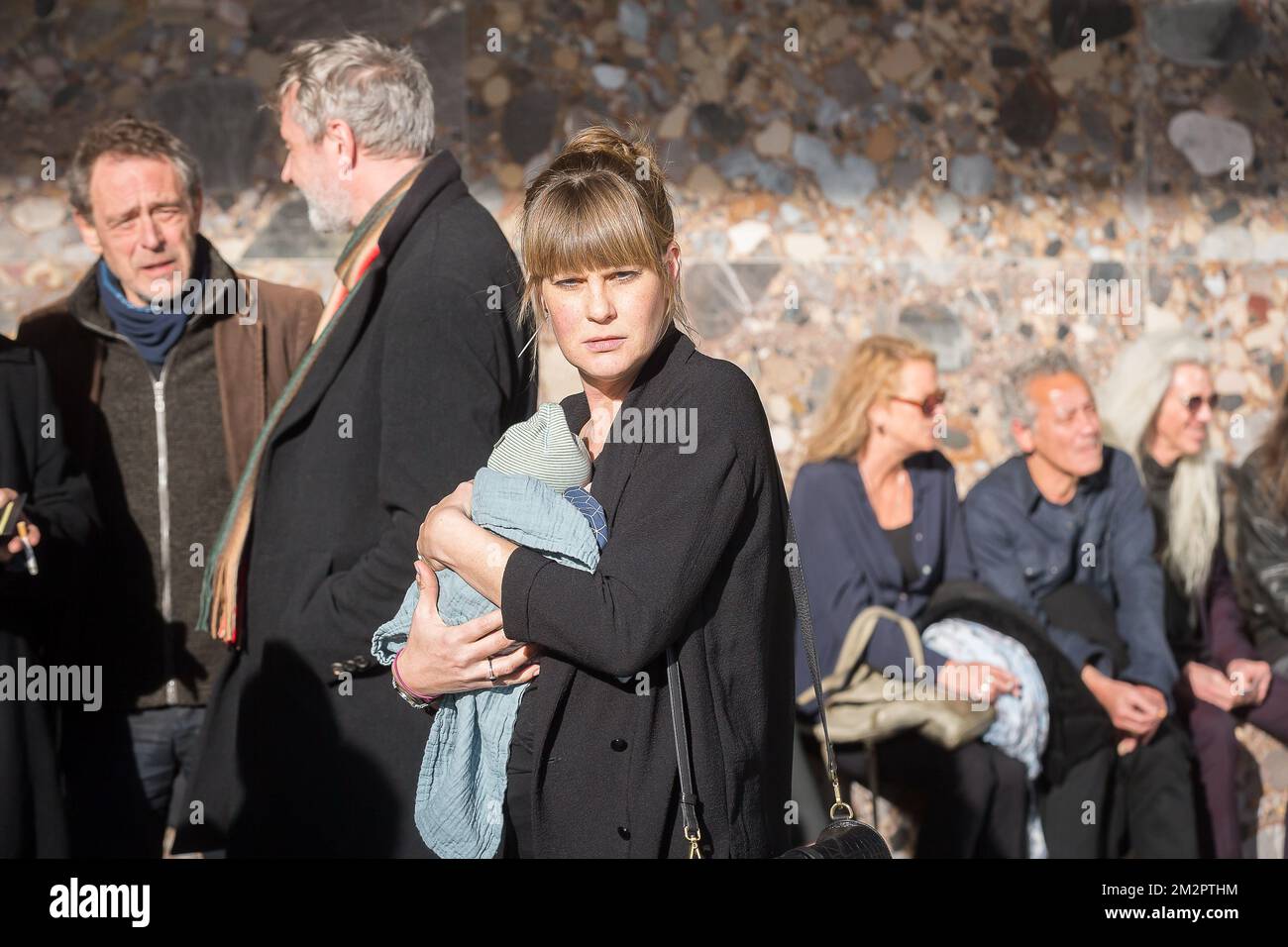 Singer and drummer Isolde Lasoen pictured during the funeral ceremony ...