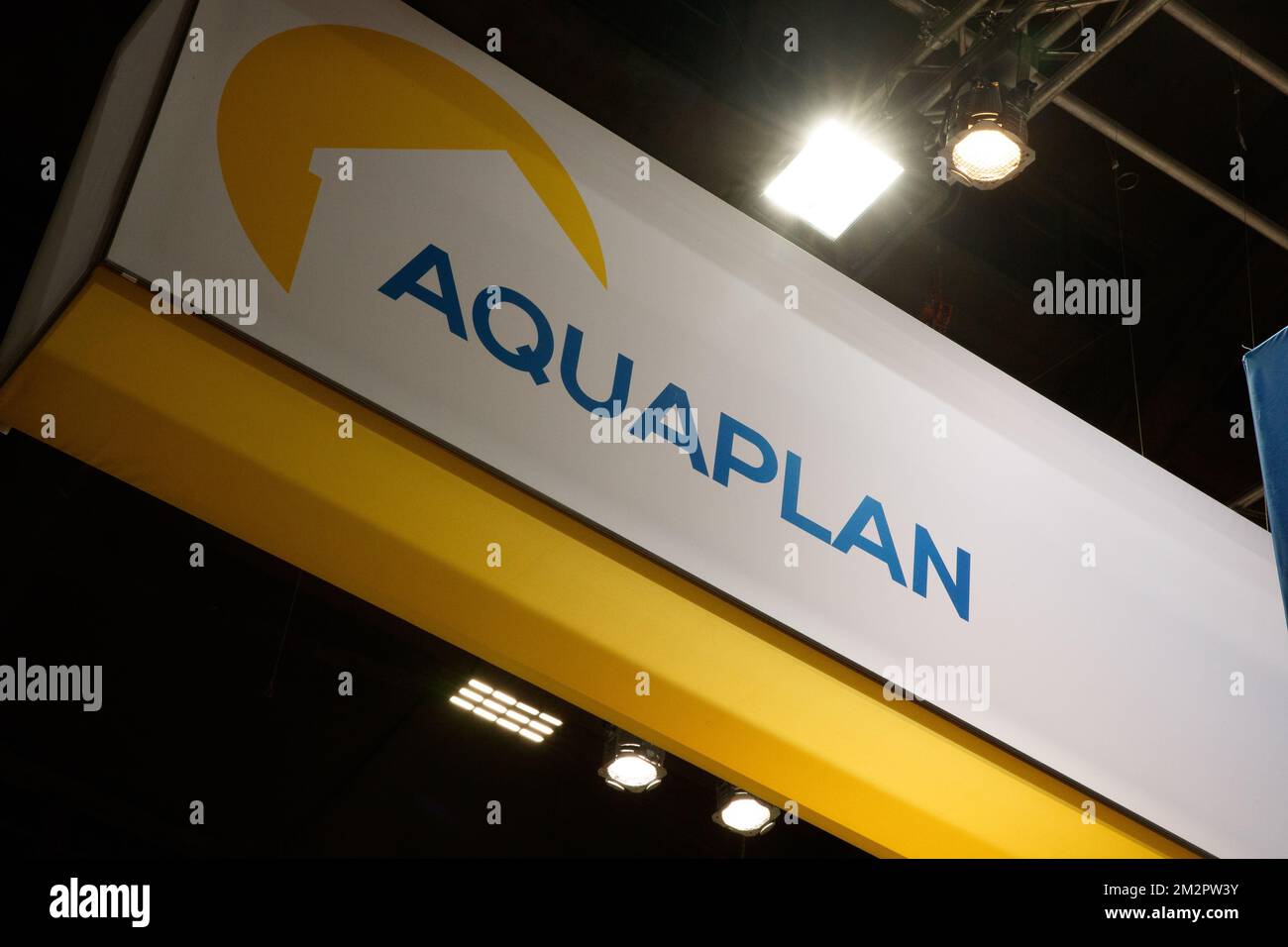 Illustration picture shows Aquaplan logo during the opening of the 2019 ...