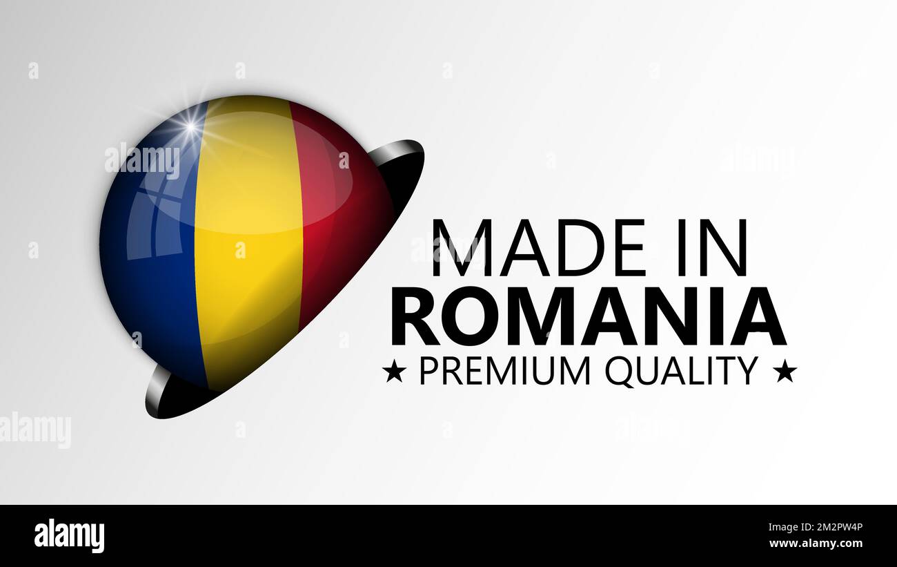 Made in Romania graphic and label. Element of impact for the use you ...