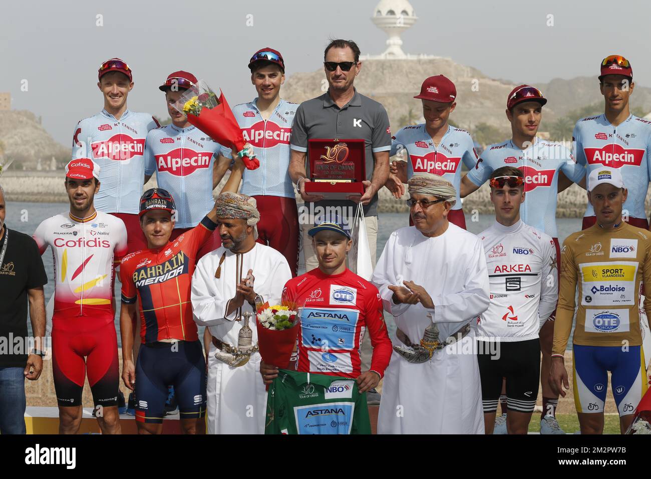 The final podium pictured after the sixth stage of the Oman cycling ...