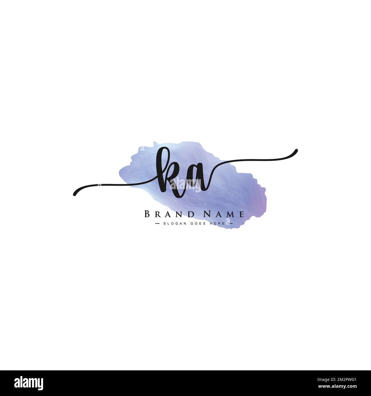 KA Handwritten Signature logo with Watercolor Background- Vector Logo Template for Beauty ...