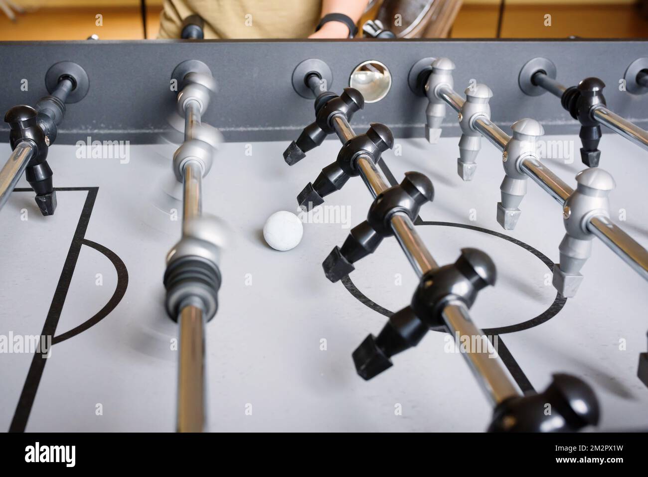 A close-up of a football table. Details of a football table, a game for ...