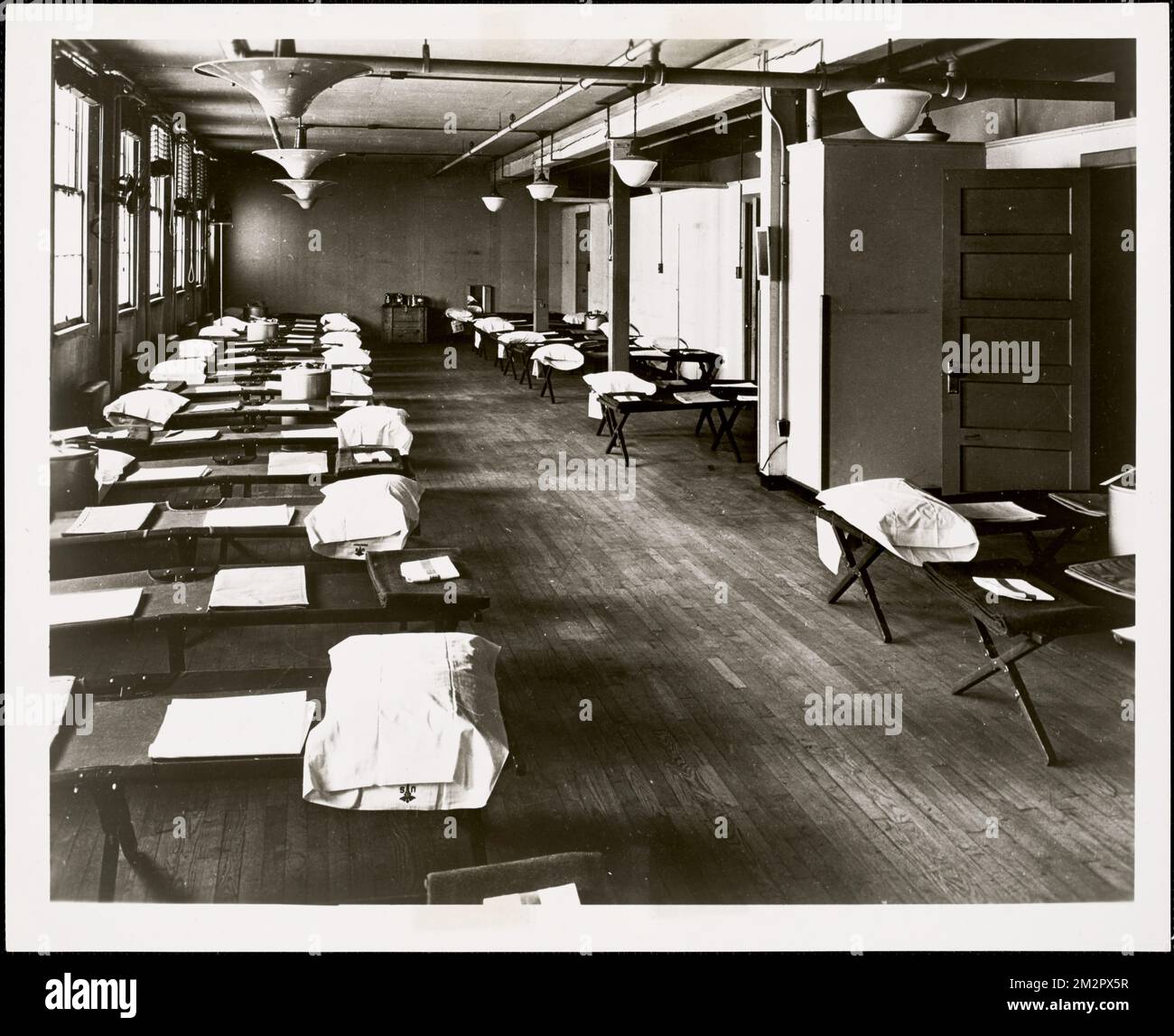 Emergency Hospital Exhibit [1955] , Beds, Hospital wards, Civil defense ...