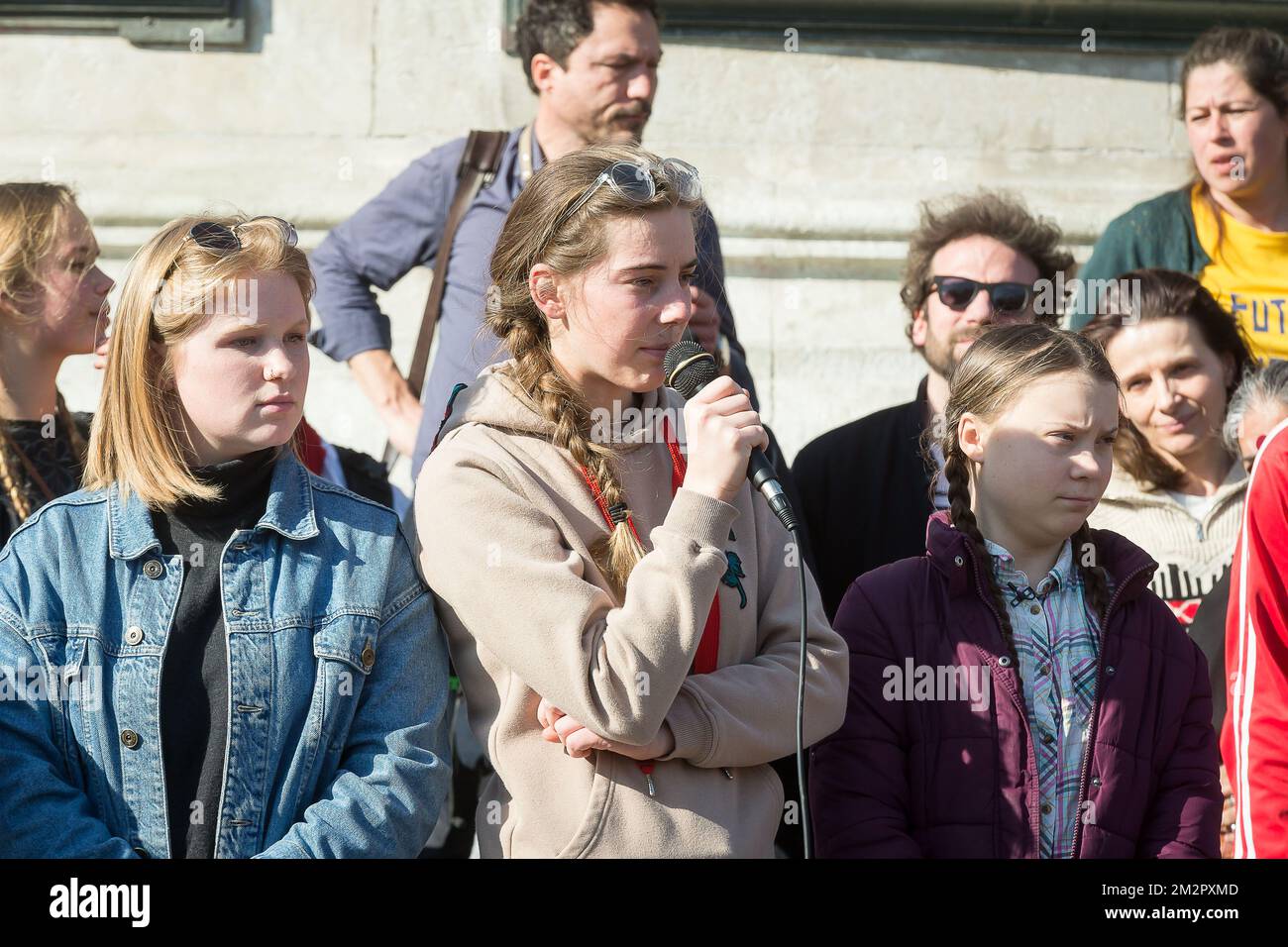 Climate activist Kyra Gantois, Climate activist Adelaide Charlier and ...