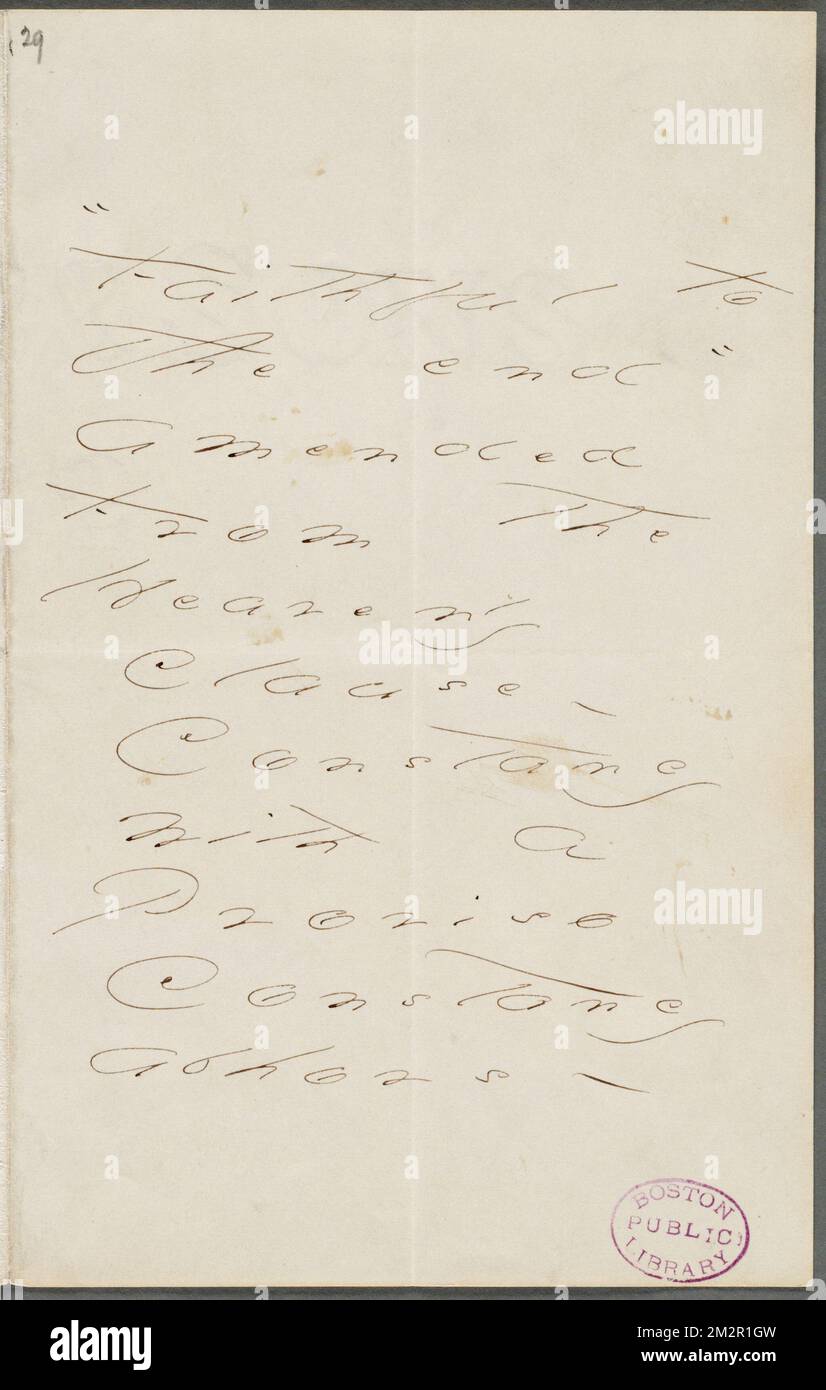 Emily Dickinson, Amherst, Mass., autograph manuscript poem: Faithful to ...